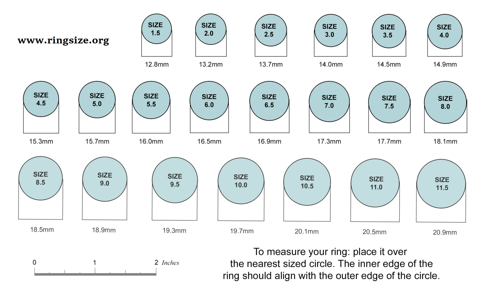 Ring Size Chart Ring Size Ring Size Chart Ring Size